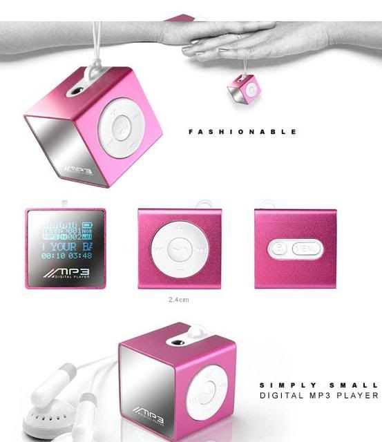 NEW Digi-Block Cube MP3 Player-Pink! 1GB. SUPER SMALL 50$ | MontrealRacing.com